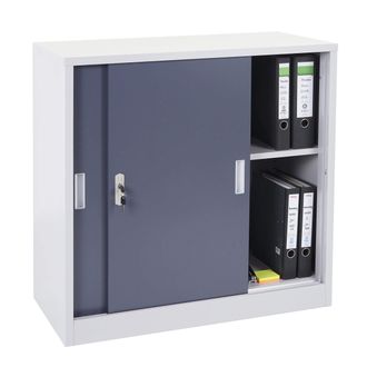 Mendler Aktenschrank Boston HWC-F41, Stahlschrank B&uuml;roschrank, mit abschlie&szlig;baren Schiebet&uuml;ren 90x90x45cm - anthrazit