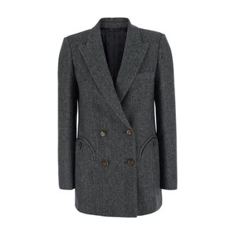 Blaz&eacute; Milano J Line Zweireihiger Blazer - - Jackets - Damen - Grau - S