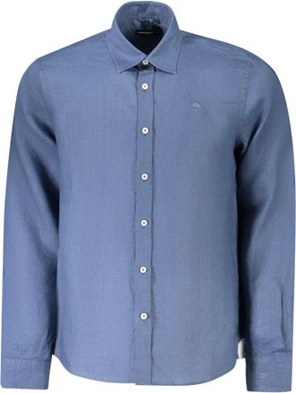 North Sails Homme, Chemises, Bleu, Taille: 2XL Chemise en lin avec logo brod&eacute;