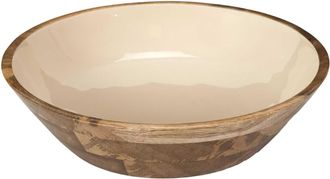 The Home Deco Factory KA0569, Salad Bowl in Mango Wood Dune Uni D28, elegant and Durable Design, Perfect for Salads and Fruits, Easy Maintenance, Brown and beige Color, Siz