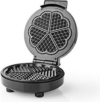 Nedis Waffeleisen - 5 Heart shaped waffles - 19 cm - 1000 W - Automatischer Temperaturkontrolle - Aluminium/Kunststoff