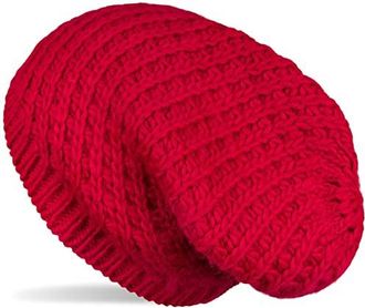 styleBREAKER Bonnet Mou en Maille &eacute;paisse, Unisexe, Bonnet tricot&eacute; dhiver 04024158, Couleur:Rouge