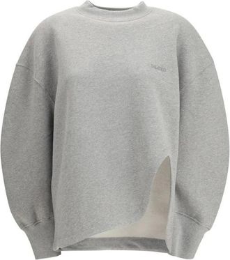 The Attico Femme, Sweatshirts et sweats &agrave; capuche, Gris, Taille: 34 FR SweaT-shirt en coton avec finitions c&ocirc;tel&eacute;es et col rond