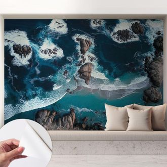 Tulup Carta Da Parati Autoadesiva Moderna - Fotomurale - Lavabile - Ufficio - Design Moderno - Onde Oceaniche 208x146 Cm