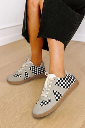 Azura Exchange Schwarz-Weiß karierte Lowtop Sneakers
