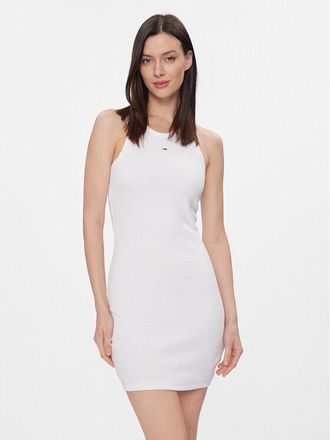 Tommy Jeans Sommerkleid Essential DW0DW17406 Wei&szlig; Skinny Fit
