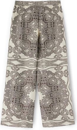 Motivi Palazzo-Hose aus bedrucktem Viskose-Satin - - Trousers - Damen - Beige - XS