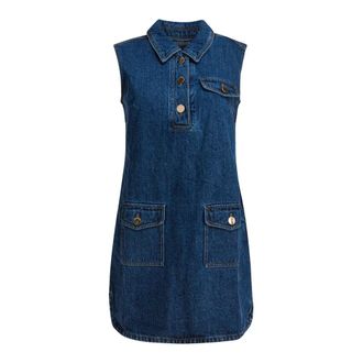 Self Portrait Blaues Jeans &Auml;rmelloses Minikleid - - Dresses - Damen - Blau - XL
