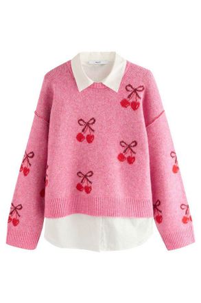 Next Strickpullover Strickpullover mit Hemdlage, Kragen und Wollanteil (2-tlg)