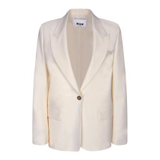 Msgm Msgm, Femme, Vestes, Blanc, Taille: 38 FR Veste en laine crois&eacute;e &agrave; revers crant&eacute;s