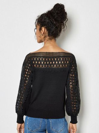 Apricot Strickpullover Spitzenpullver in unifarben