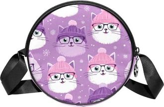 Generic Sac &agrave; bandouli&egrave;re rond pour femme, petit sac &agrave; bandouli&egrave;re avec fermeture &eacute;clair et bretelles r&eacute;glables style d&eacute;contract&eacute; pour femmes et filles