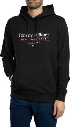 Tommy Hilfiger Herren Hoodie Center Stack mit Logo, Schwarz (Black 660 910), M