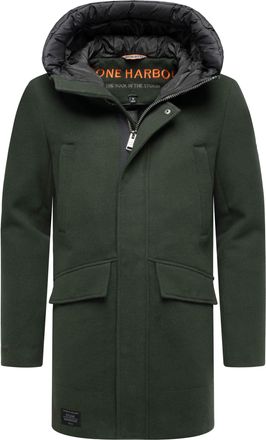 Stone Harbor Herren Wintermantel Fenroos in Wolloptik mit abnehmbarer Kapuze