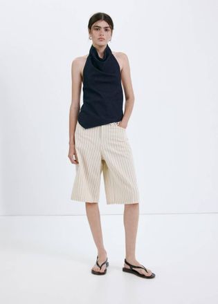 Mango R&uuml;ckenfreies Denim-Top blau - Damen - S - MANGO