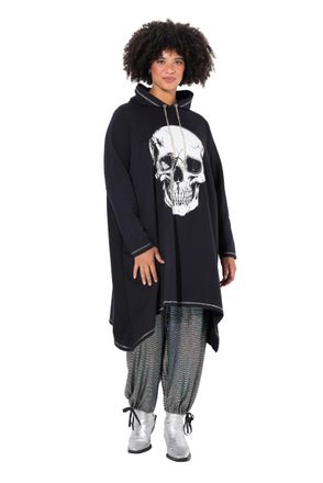 Angel Of Style Damen große Größen Übergrößen Plus Size Hoodie, A-Linie, Totenkopf, Ziernähte schwarz 50+ 835665100-50+