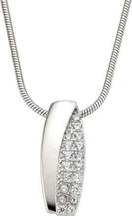 Zeeme Silber Halskette Silber 925 rhodiniert mit Zirkonia wei&szlig;