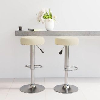 vidaXL Vidaxl - Tabourets de bar lot de 2 cr&egrave;me tissu