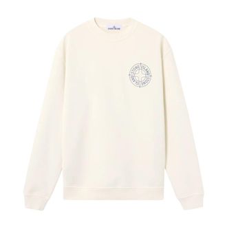 Stone Island Compass Logo Print Sweatshirt - - Sweatshirts & Hoodies - Herren - Beige - M