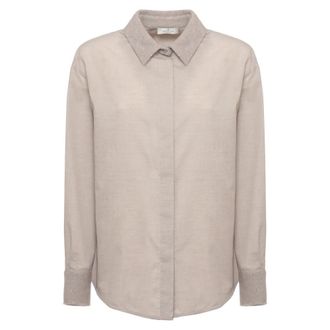 PANICALE Popeline Hemd Mit Kaschmir-Details - - Blouses & Shirts - Damen - Beige - M