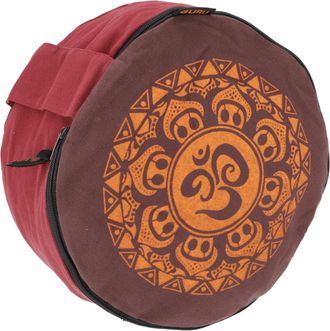 Guru Shop Yoga Kissen, Yogakissen, Bedrucktes Meditationskissen mit Dinkel Füllung - Weinrot/orange, Baumwolle, 13x30x30 cm