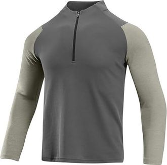 Generic Sweat-shirt de bodybuilding confortable pour homme, haut athlétique à manches longues, t-shirt dentraînement anti-humidité pour la course à pied, gris