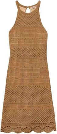 Twinset Femme, Robes, Brun, Taille: 40 FR Courte Robe Tricot&eacute;e avec Strass