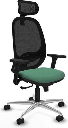 Piqueras y Crespo Gr&uuml;ner Schreibtisch mit 3D-Armlehnen, h&ouml;henverstellbarer Lendenwirbelst&uuml;tze und h&ouml;henverstellbarem Kopfteil und Neigungsverstellung, Schwarz/Smaragdgr