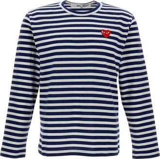 Comme Des Gar&ccedil;ons Homme, Tops, Multicolore, Taille: 2XL T-shirt &agrave; Manches Longues Ray&eacute; avec Coeur