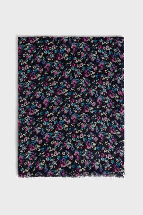 Gerard Darel Echarpe &agrave; fleurs en laine et soie - DARY - Marine