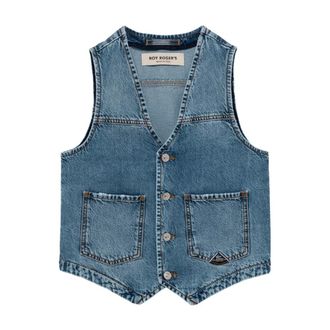 Roy Rogers Femme, Vestes, Bleu, Taille: 38 FR Medium Wash Washed Denim Vest
