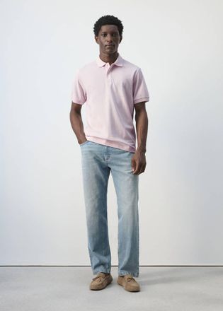Mango Polo regular-fit piqu&eacute; coton rose pastel - Homme - XXL - MANGO MAN