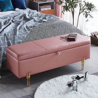 Generic Schuhbank for Den Eingangsbereich - Grüne Ottomane Mit Stauraum Aus Kunstleder for Schlafzimmer, Wohnzimmer, 100 X 40 X 45 cm (39 X 16 X 18 Zoll), Ros