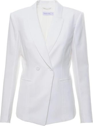 Patrizia Pepe Femme, Vestes, Blanc, Taille: 42 FR Veste crois&eacute;e en cr&ecirc;pe