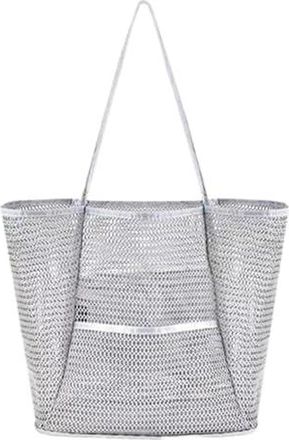 Generic Sac de plage en maille - Sac de plage, sac &agrave; bandouli&egrave;re pour femme | Sacs &agrave; jouets de plage pliables avec grande capacit&eacute; et poign&eacute;e, sac de plage en