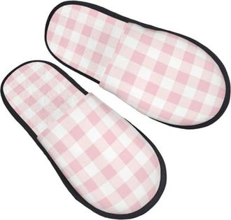 Generic Hiver Pantoufles Checkered Roses A L&eacute;gers Pantoufles De Voyage R&eacute;utilisables Chaussons Pour Automne Camping Invit&eacute; L