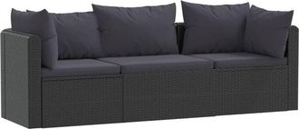 vidaXL Vidaxl - Canap&eacute;s de jardin 3 pcs avec coussins R&eacute;sine tress&eacute;e Noir