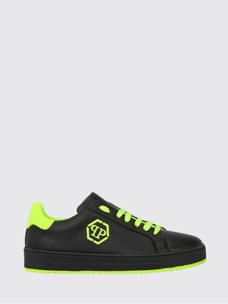 Philipp Plein Zweifarbige Monogramm-Leder-Low-Top-Sneakers mit Hexagon-Logo