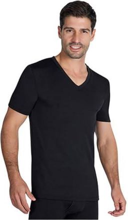 Ysabel Mora T-Shirt sous-vêtement Thermique Noir à Manches Courtes et col en V