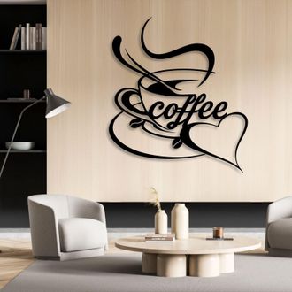 Generic Schwarze Kaffeetasse als Wanddeko aus Metall, Wanddekoration aus Schmiedeeisen f&uuml;r Wohnzimmer und Schlafzimmer, Moderne Kaffeetassen-Kunstskulptur f&uuml;r