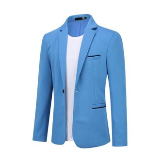 AlltheMen Herren Sakko Sportlich Modern Stretch Blazer M&auml;nner Slim Fit Freizeit Jackett Business Anzugjacke Hellblau XXL