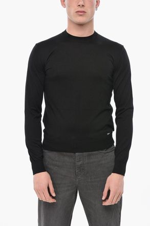 Prada Rundhalspullover aus Seide mit kontrastierendem Logo Prada