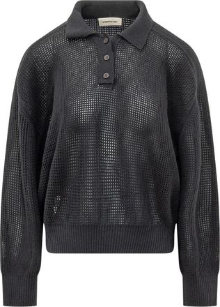 ATOMOFACTORY Atomofactory, Femme, Tops, Gris, Taille: 38 FR Polo Traforata Rete