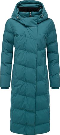 Ragwear Damen Langer wasserdichter Wintermantel warmer Steppmantel mit kuscheligem Kragen und Kapuze Pavla Long Soft YOUMODO Ocean Green Gr. S