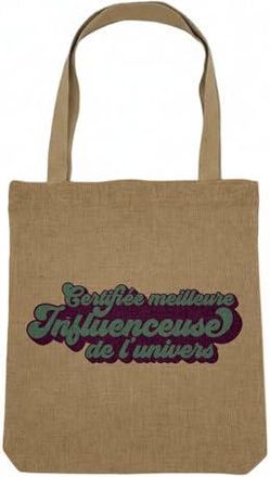 Fabulous Sac Shopping Tote Bag Aspect Lin - Certifi&eacute;e meilleure Influenceur de lunivers Reseaux Sociaux - Sac de Courses Toile Epaisse 360g Beige Naturel Cabas