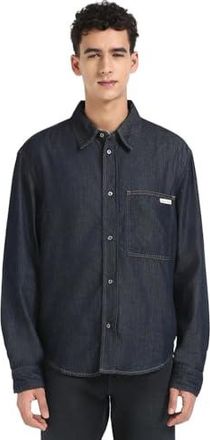 Calvin Klein Chemise en Jean Homme Regular Denim Shirt Poche sur la Poitrine, Bleu (Denim Dark), M
