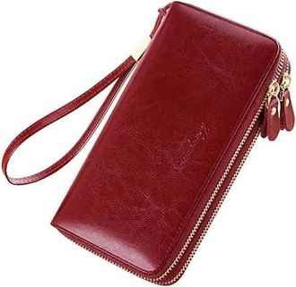 Generic Tejesa Portefeuille pour femme avec fermeture éclair longue capacité, bordeaux, Medium