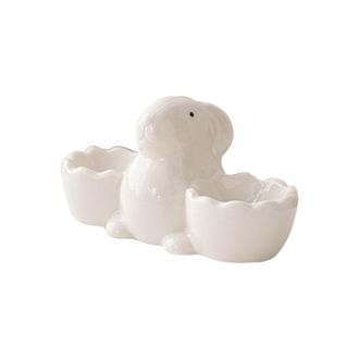 Generic Eierbecher in Kaninchenform, handgefertigter Halter für weichgekochte Eier aus Keramik und Küchengeschirr, geeignet zum Frühstück (White, One Size)