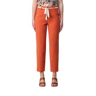 Liu Jo Femme, Pantalons, Orange, Taille: 36 FR Pantalon Droit Taille Haute