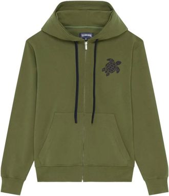Vilebrequin Homme, Sweatshirts et sweats &agrave; capuche, Vert, Taille: L Cotton Full Zip Sweat &agrave; capuche Big Turtle Embroidery